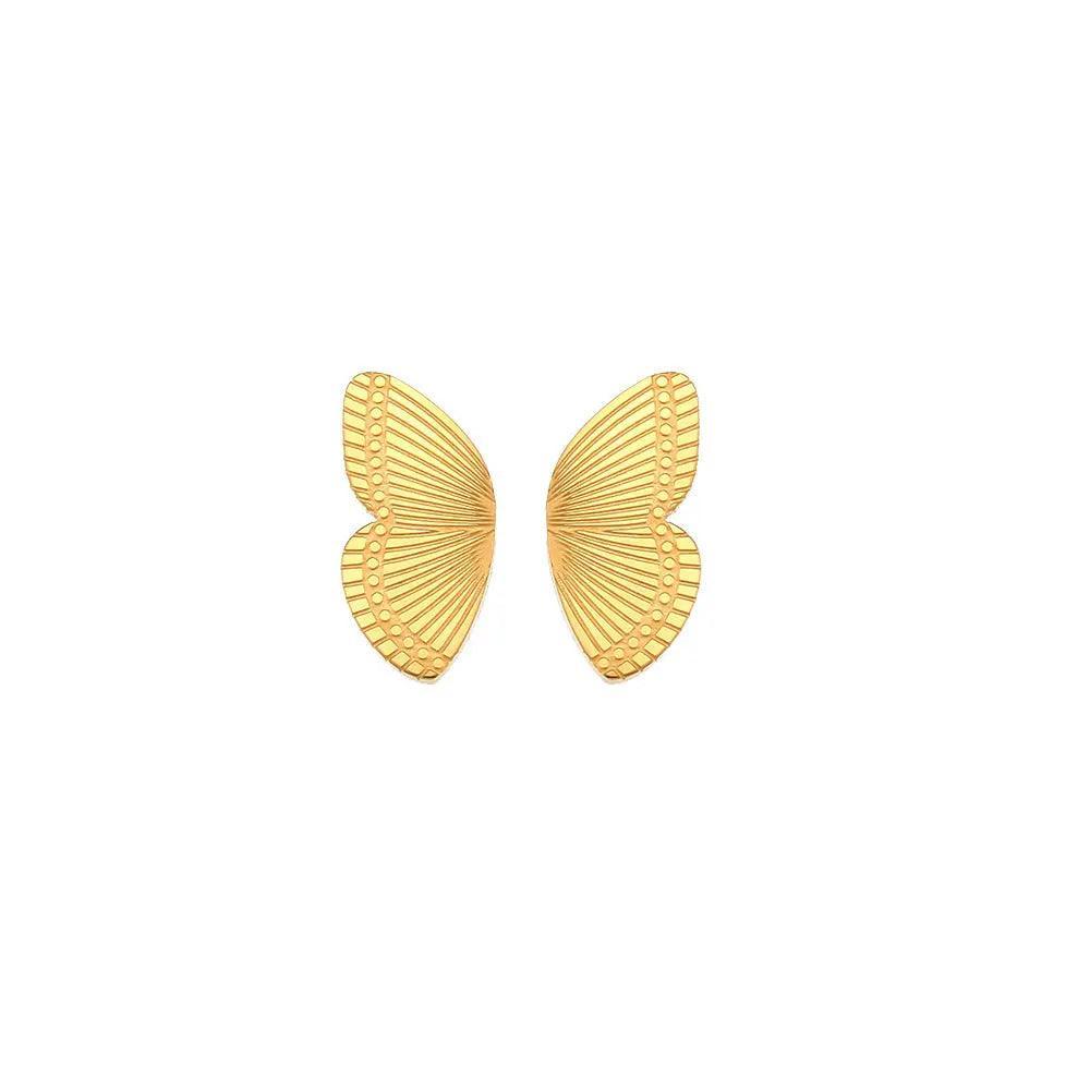 Five and Two Dani Stud Butterfly Wing Earrings in Gold Plated