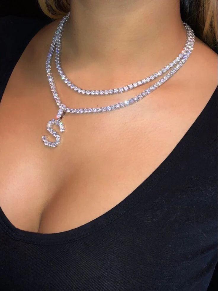 Tennis necklace with initial store